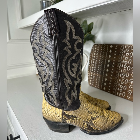 Tony Lama | Shoes | Vintage Tony Lama Black And Snake Skin Western Cowboy Boots Womens Size 65d ...